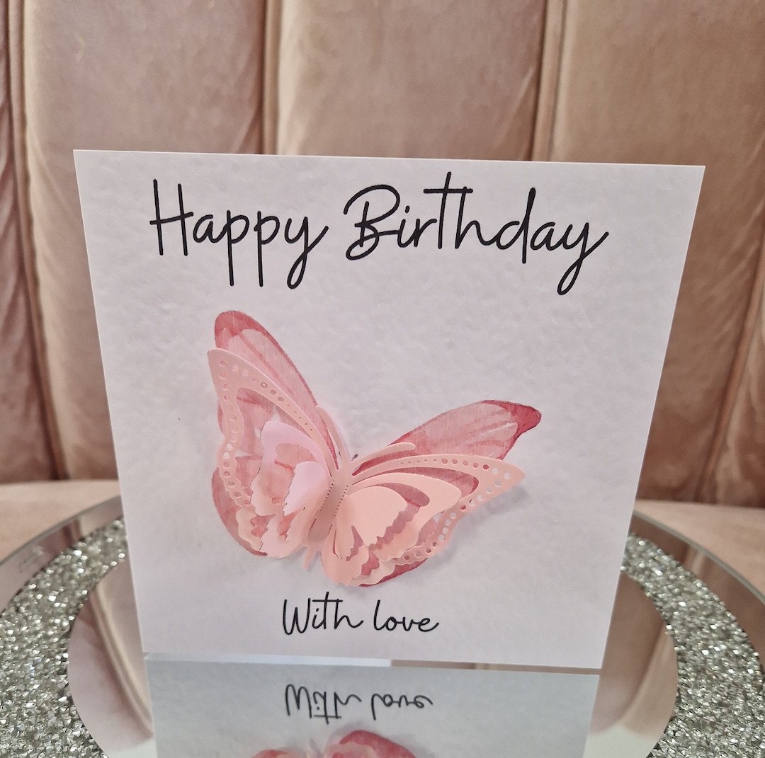 3D Butterfly Birthday Card, Lovely Pink Butterfly Card, Handmade ...