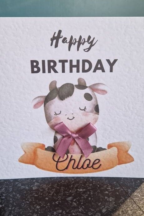 Personalised Baby Cow Birthday Card Card for Her sweet Card - Etsy