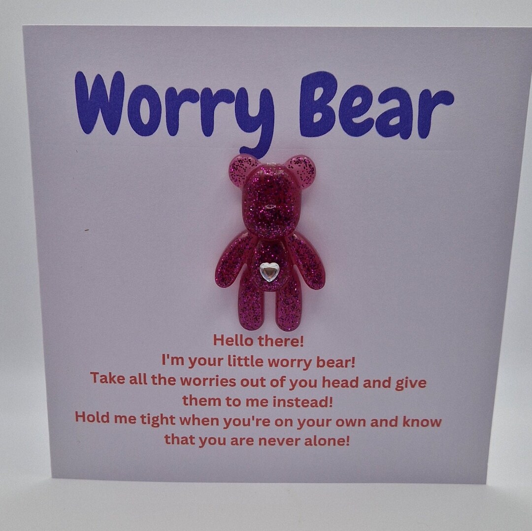 Worry Bear Card, Resin Bear on a Card Child's Worry Bear. Resin Bear ...