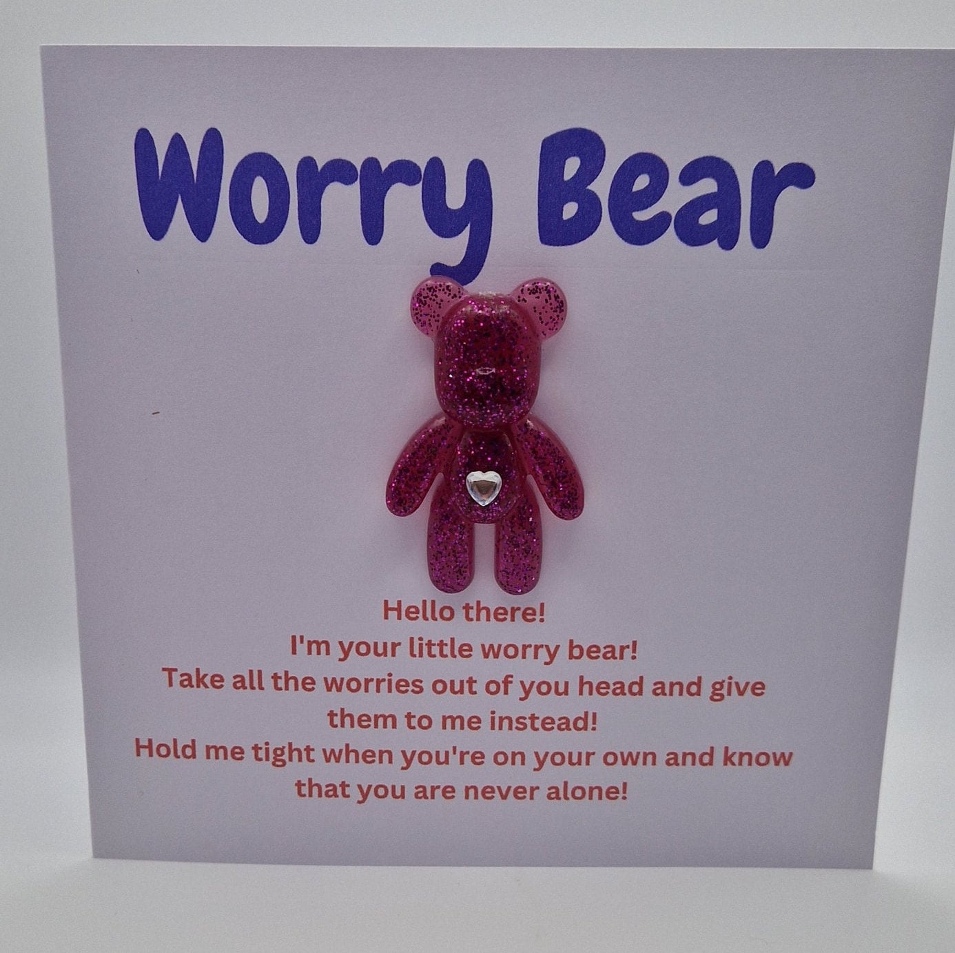 Worry Bear Card, Resin Bear on a Card Child's Worry Bear. Resin Bear ...