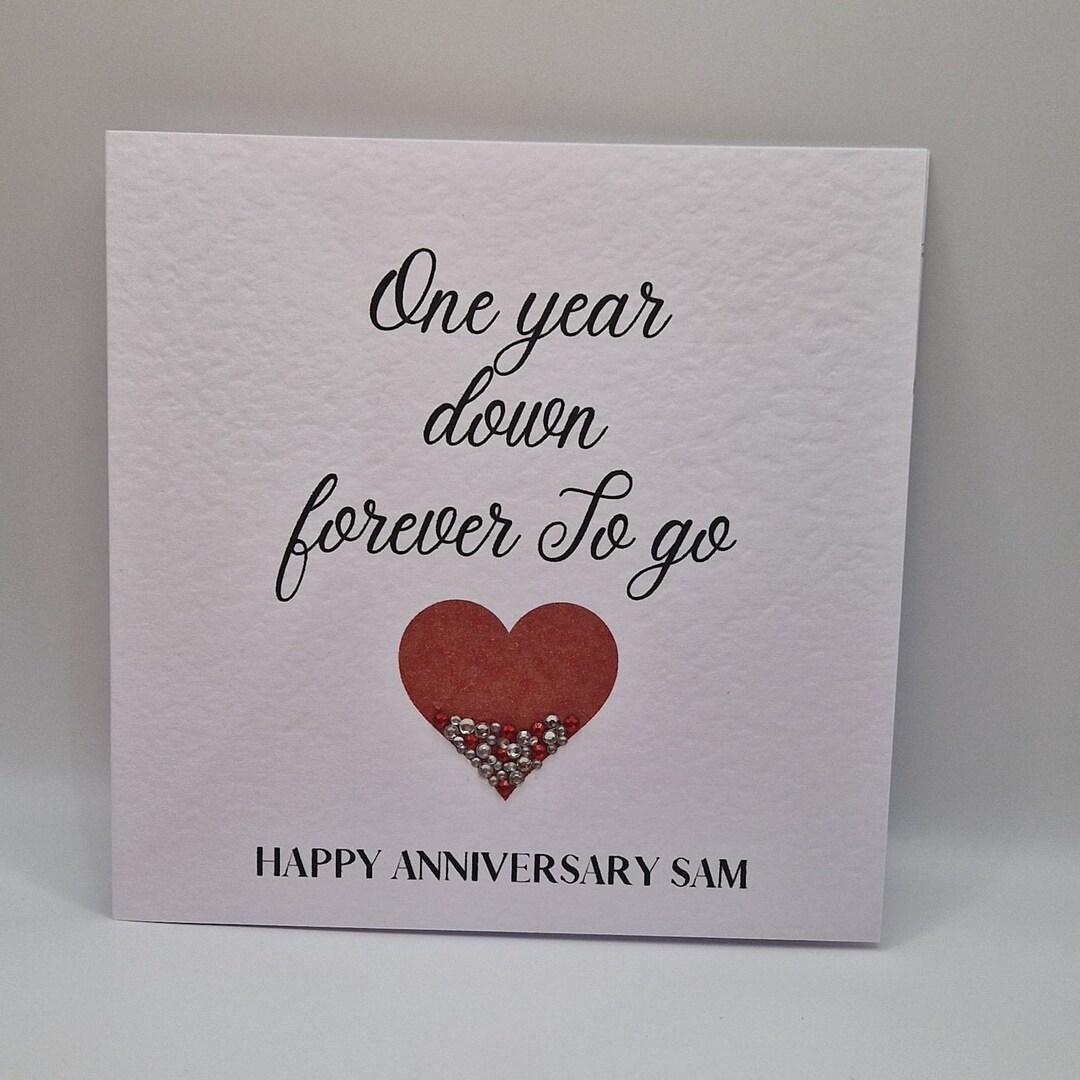 ANNIVERSARY PERSONALISED CARD, First Year/for Special Keepsake/ First ...