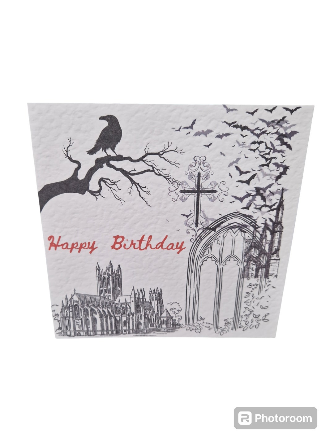 Personalized Gothic Birthday Card: Raven, Bats, Church - Etsy