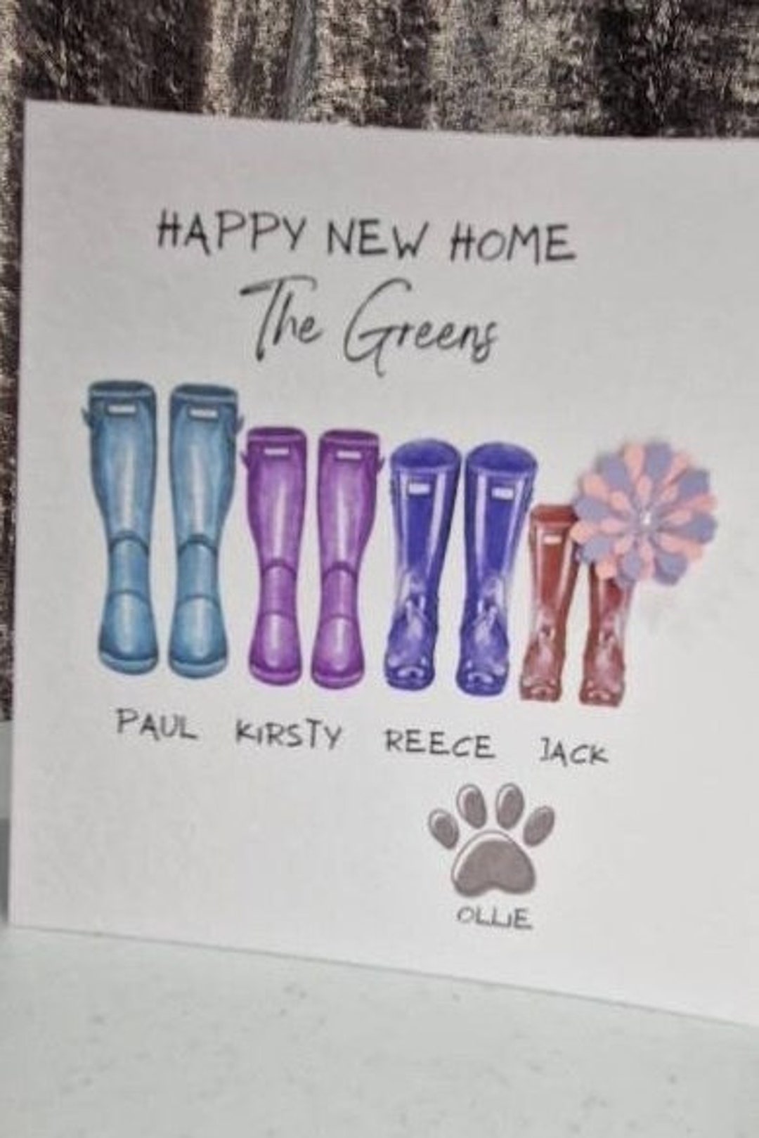 Family Card-new Home-welly Boots-welly Boots Family-a Special - Etsy