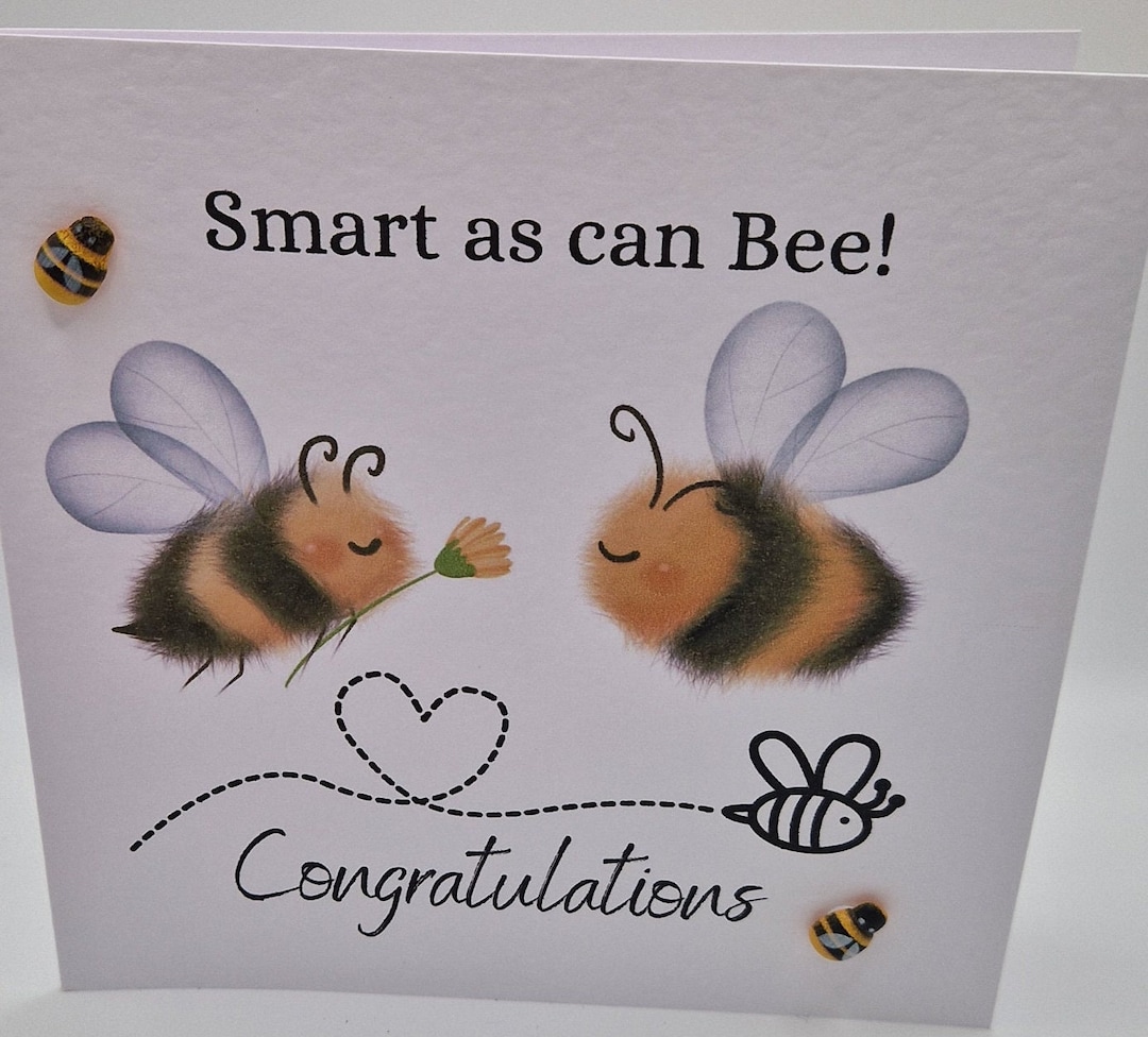 BEE CONGRATULATIONS CARD With Wooden Bees, Can Be Personalised. Lovely ...