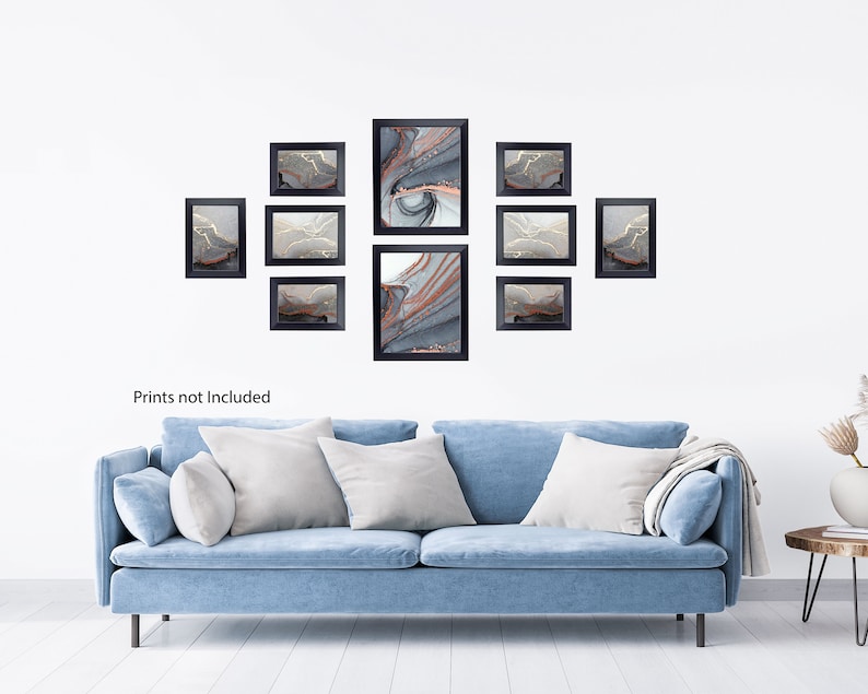 Gallery Wall Frame Set of 10 in Black, Gold, Silver and White , Frame Set of 10 in 4 Colours ...