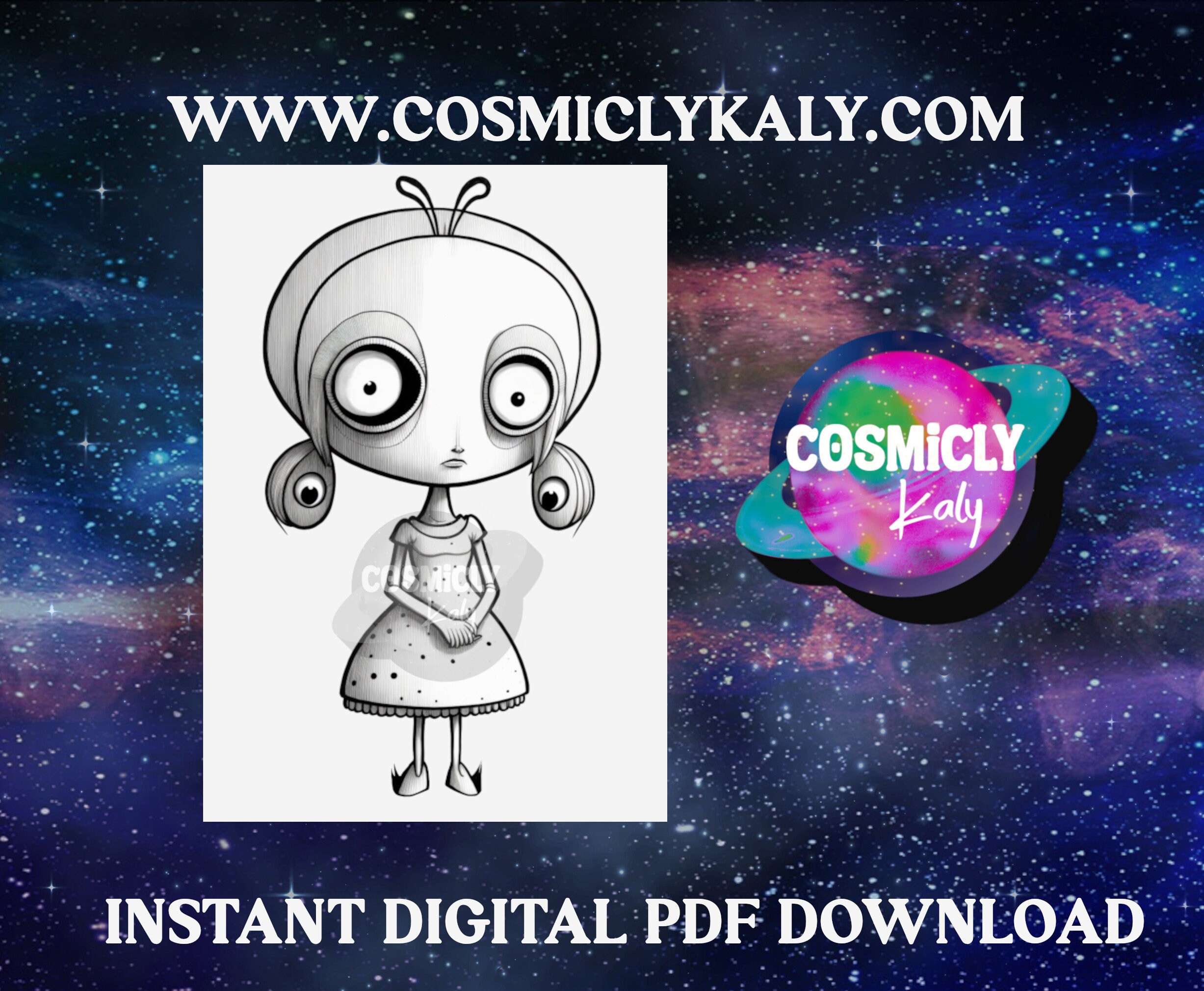 Alien Coloring Pages Downloadable PDF Relaxing Gift All Ages Adult ...
