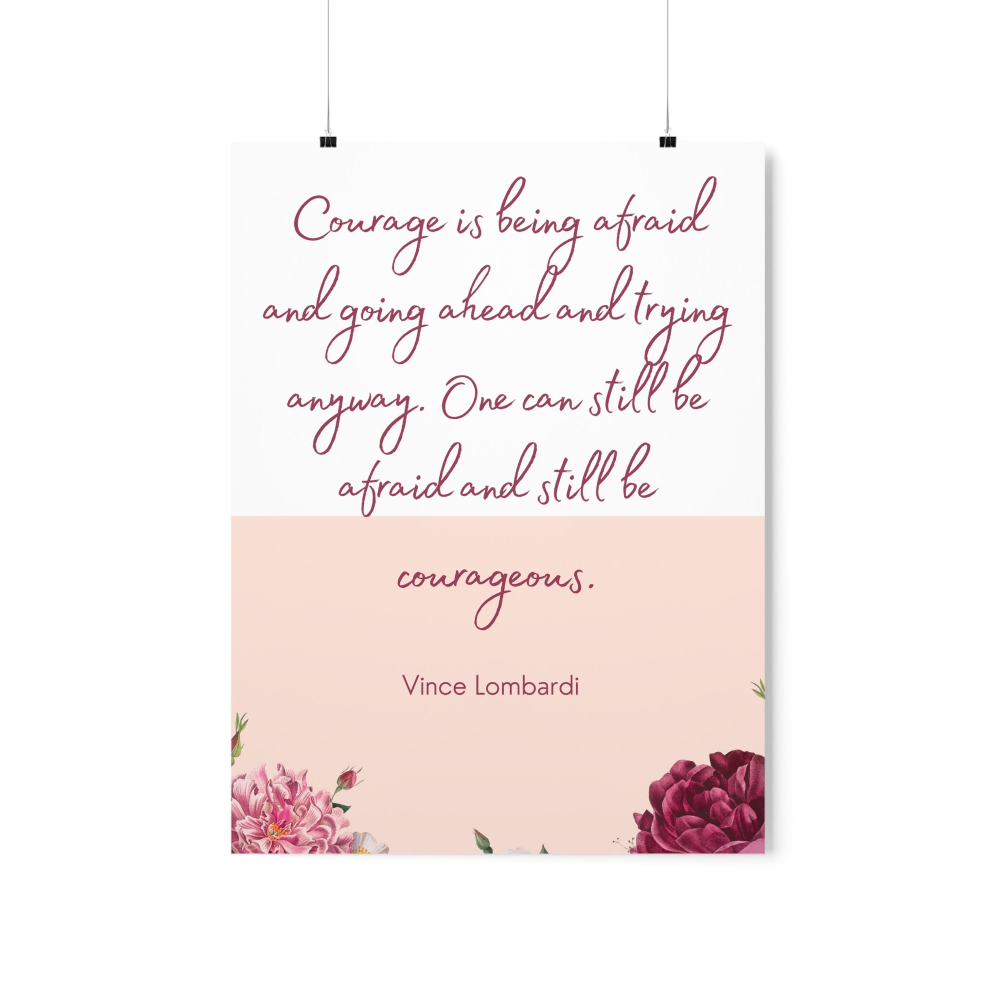 Vince Lombardi Quote Poster Courage Leadership Quote Print Success ...