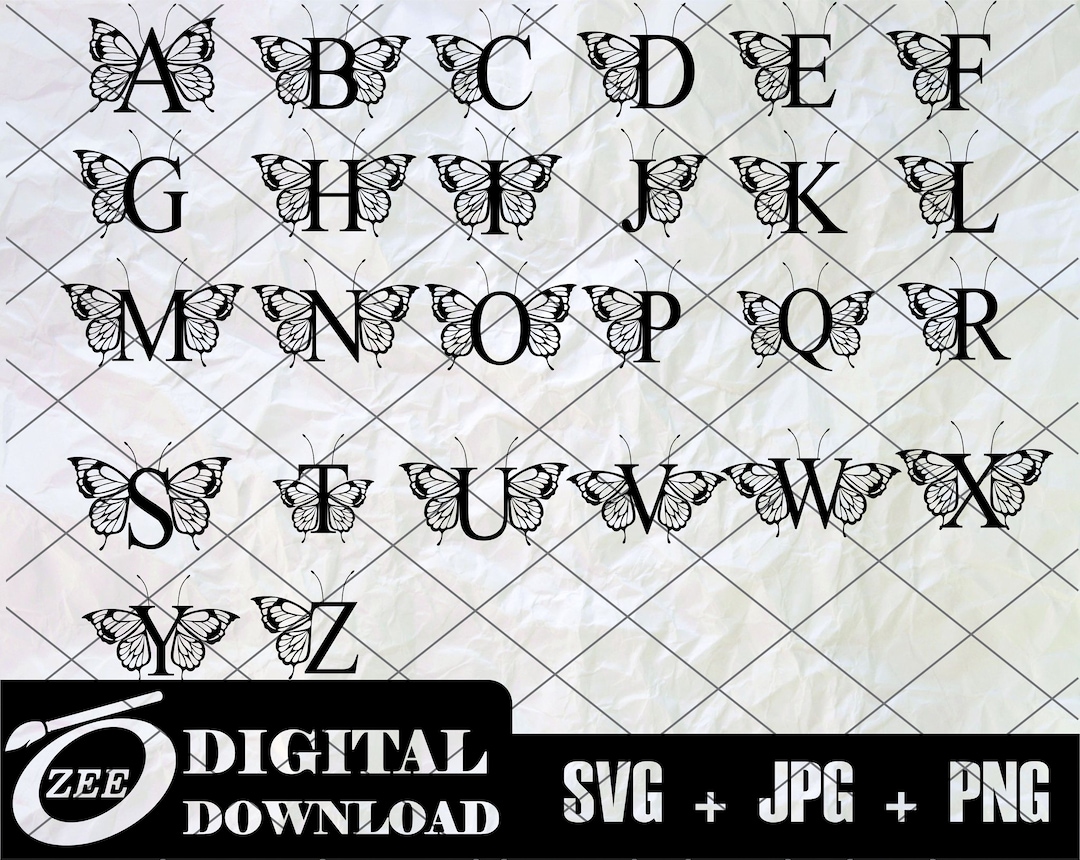Butterfly Monogram Alphabet SVG, PNG, Monogram Frame Alphabet, Cut File ...