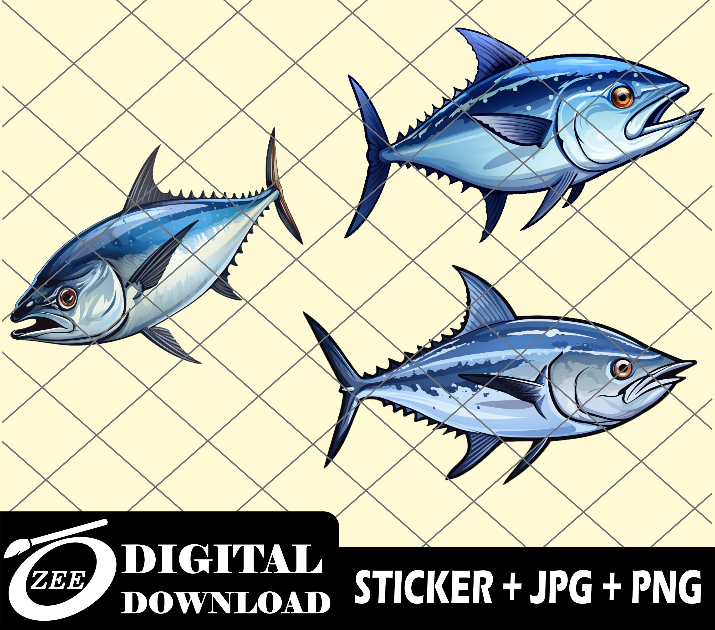 Blue Fin Tuna Bundle PNG, Tuna Bundle Stickers, Blue Fin Tuna Sticker ...