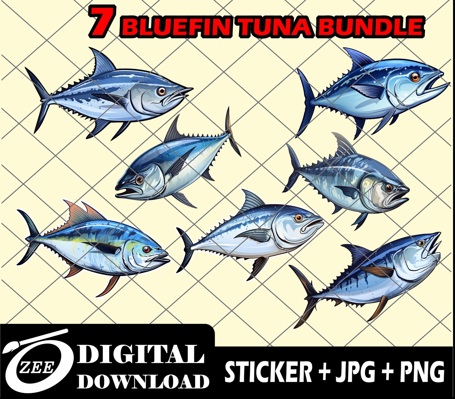 Blue Fin Tuna Bundle PNG, Tuna Bundle Stickers, Blue Fin Tuna Sticker ...