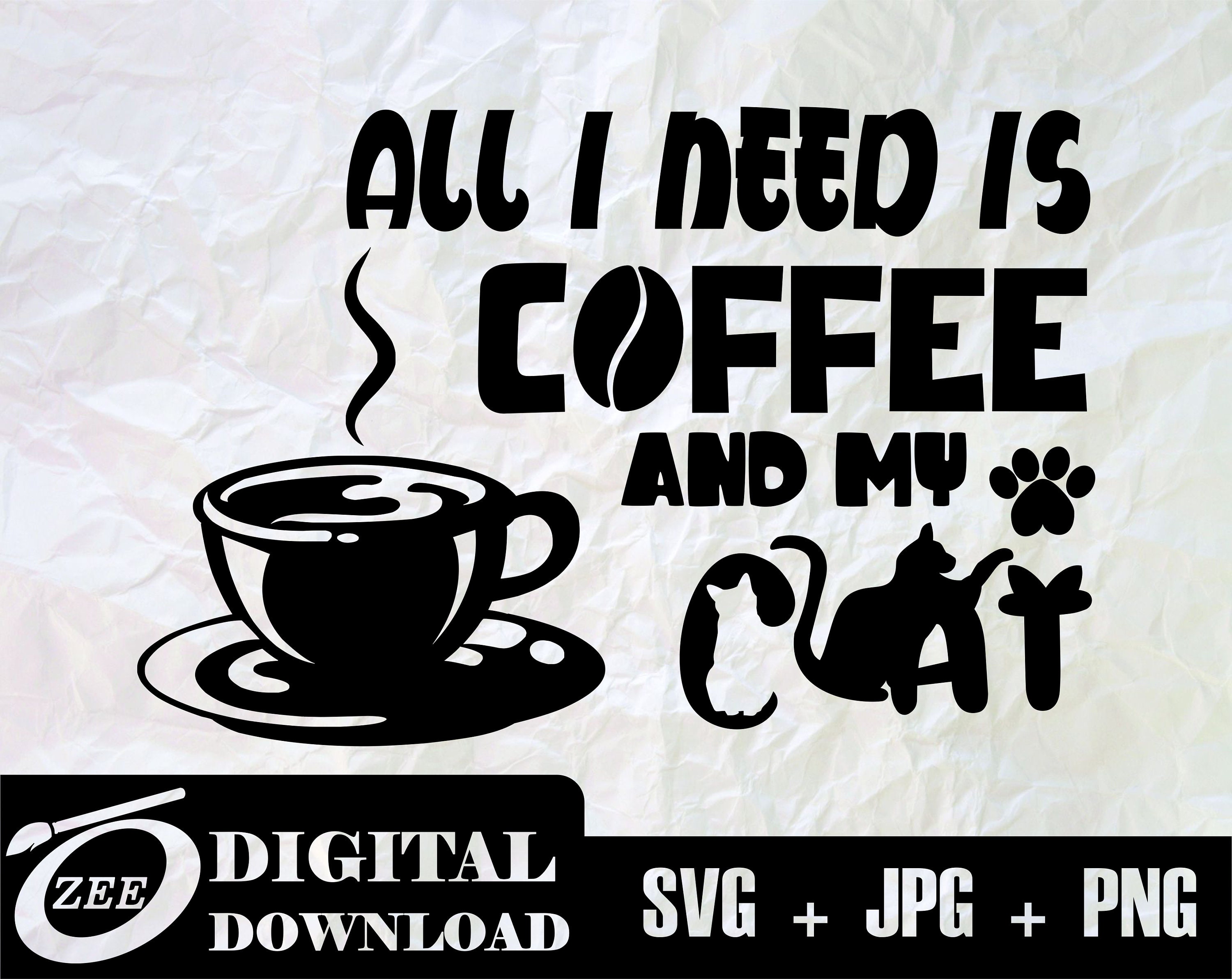 Coffee and Cat SVG Cat SVG Coffee SVG Animal Lover Svg - Etsy