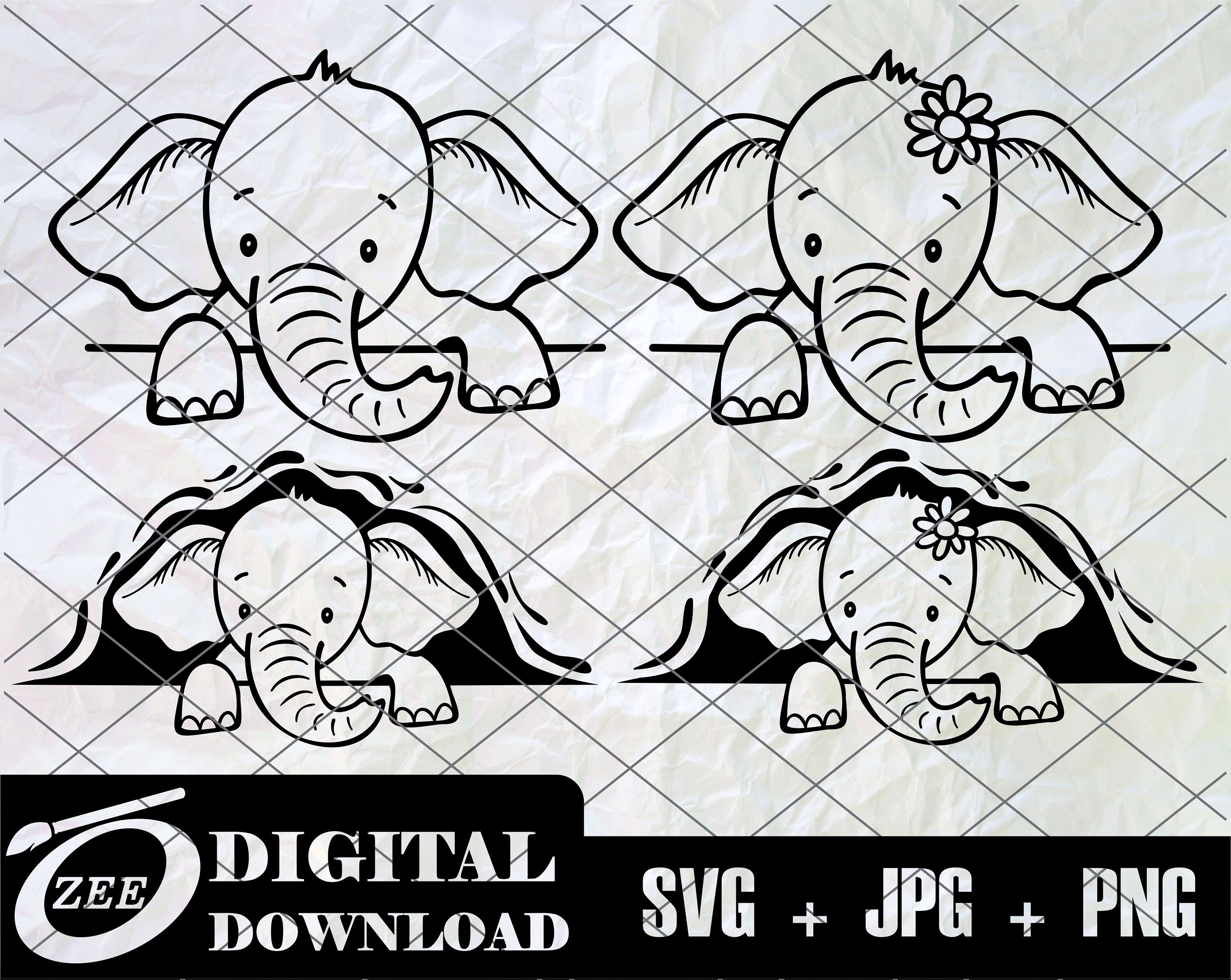 Baby Elephant SVG Bundle Layered Cut Files for Cricut Silhouette Baby ...
