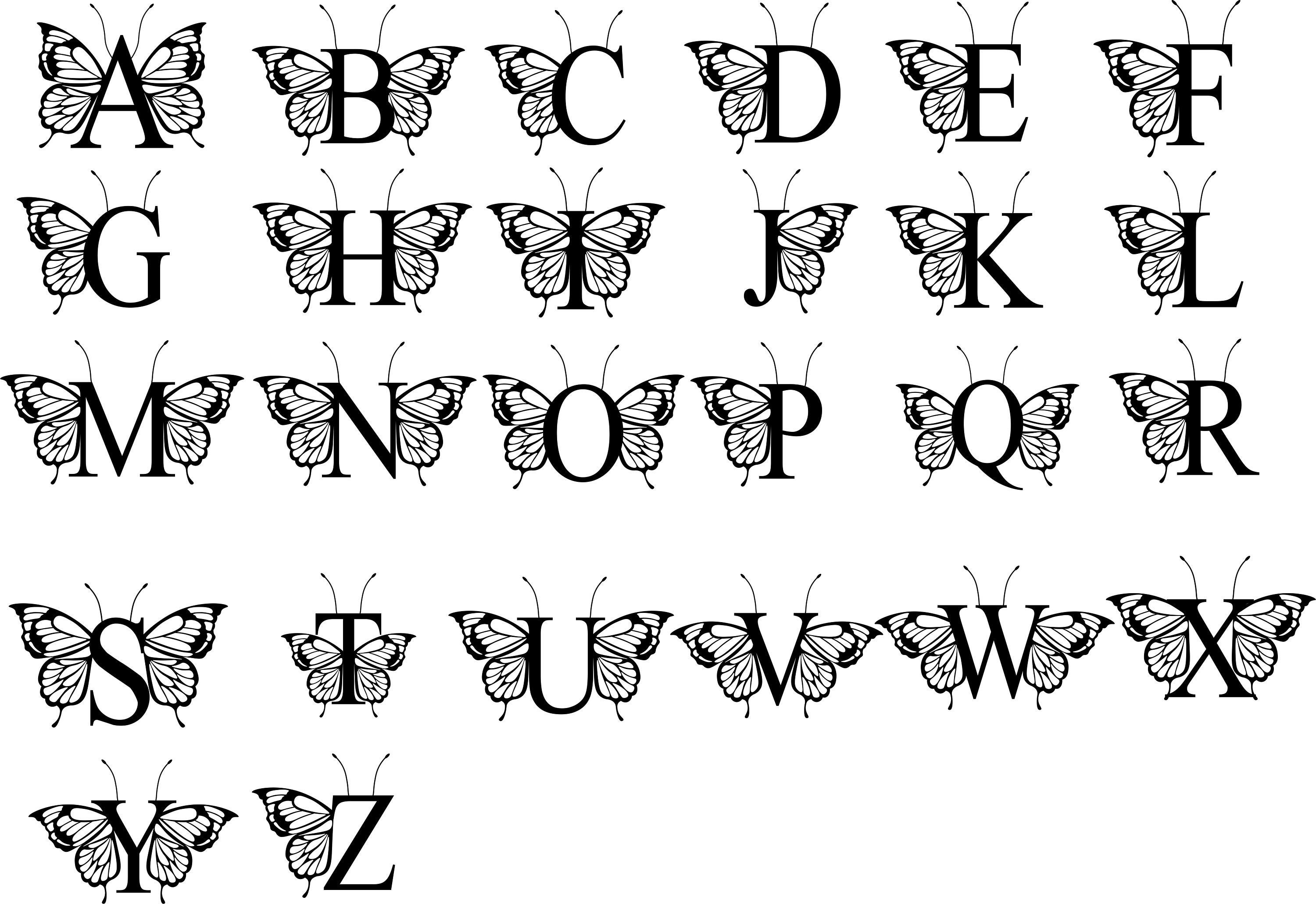 Butterfly Monogram Alphabet SVG, PNG, Monogram Frame Alphabet, Cut File ...