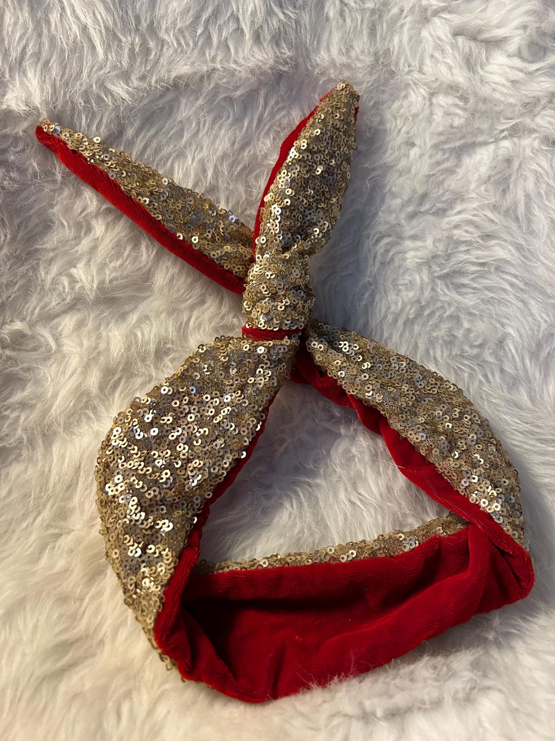 Red Velvet Gold Sequin Headband, Christmas Headband, Sequin Turban ...