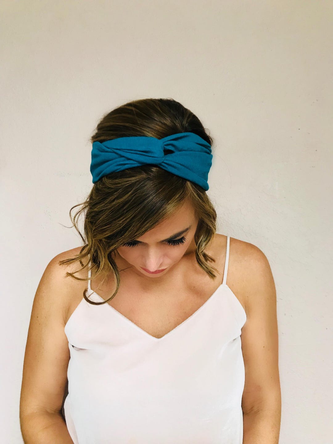 Teal Linen Twist Headband: Adjustable Wire Hair Wrap - Etsy