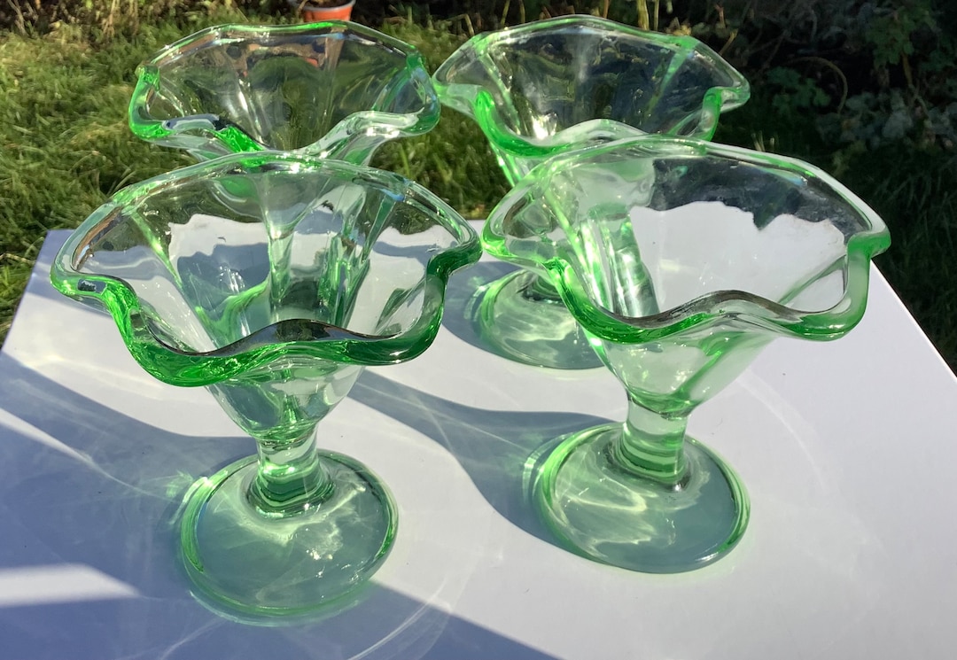 Set of 4 Vintage Italian Green Glass Icecream Sundae Dishes - Etsy
