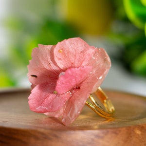 Pink Cherry Blossom Ring, Dried Real Flower Rings, Pressed Fresh Flower ...
