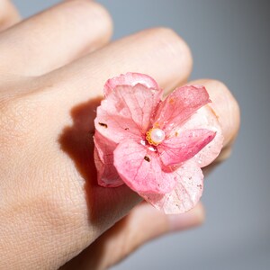 Pink Cherry Blossom Ring, Dried Real Flower Rings, Pressed Fresh Flower ...