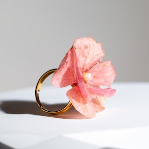 Pink Cherry Blossom Ring, Dried Real Flower Rings, Pressed Fresh Flower ...