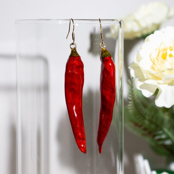 Chilli Real Pressed Pepper Earrings - Etsy
