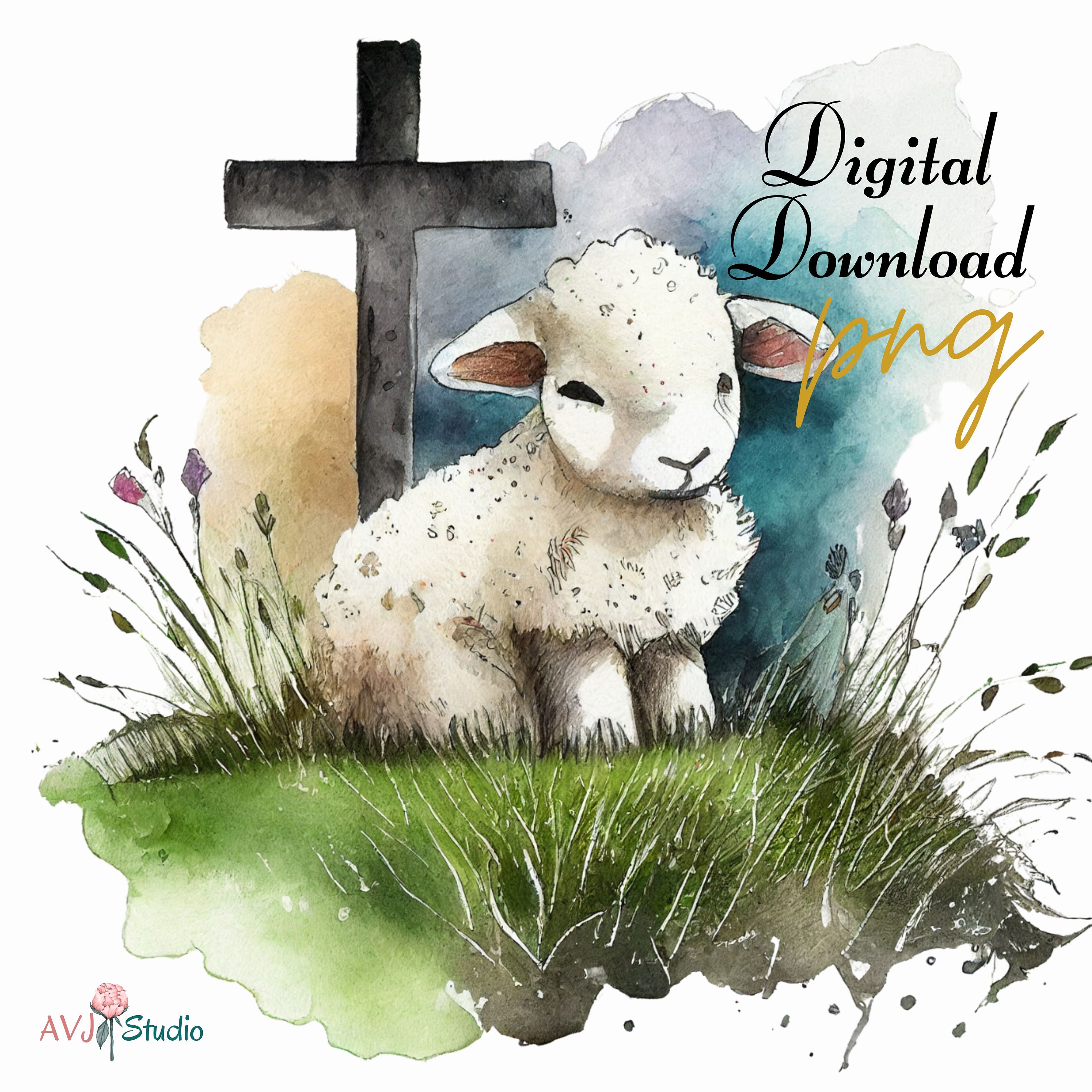 Lamb With Cross Clipart