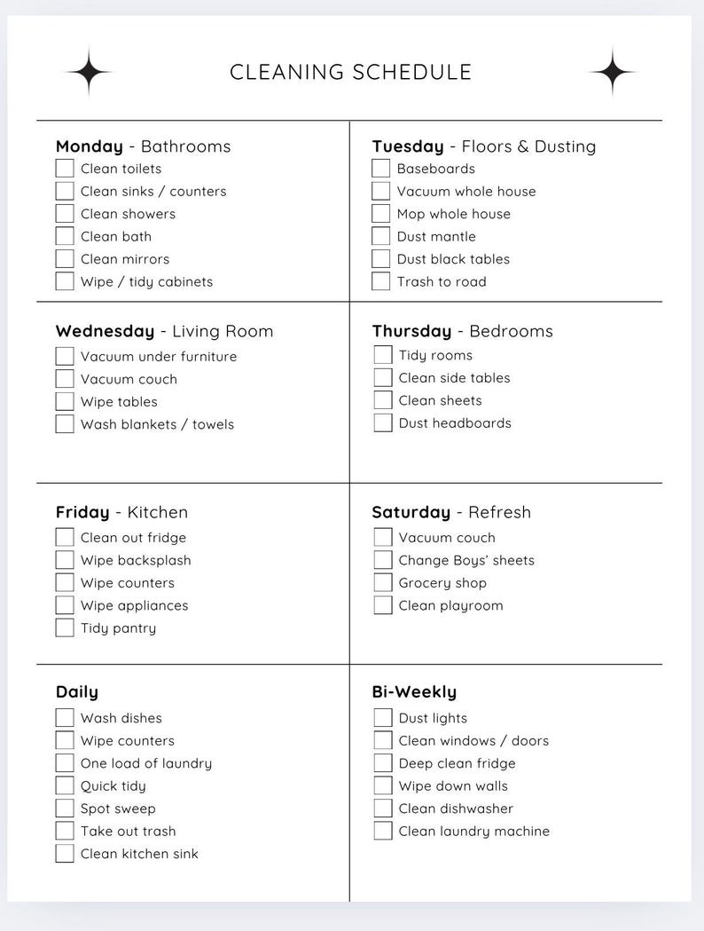Cleaning Schedule Made Easy Template - Etsy