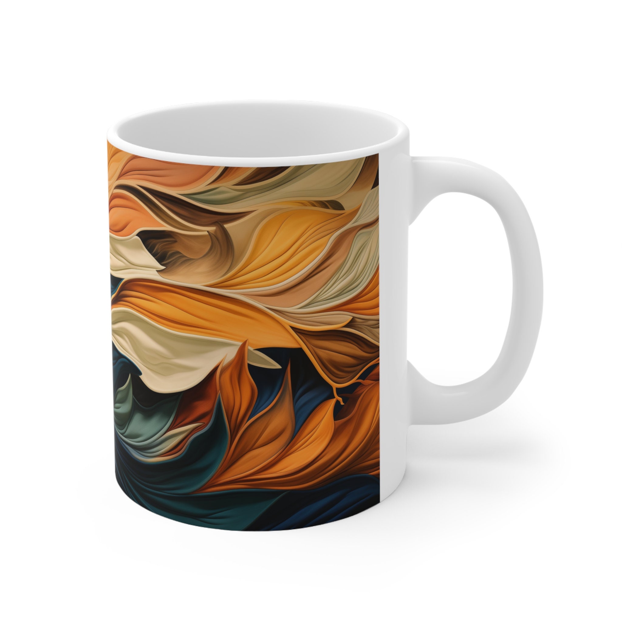 Swirly Leaves Ceramic Mug 11oz Leaves Mug Plant Mug Coffee Mug Gift for ...
