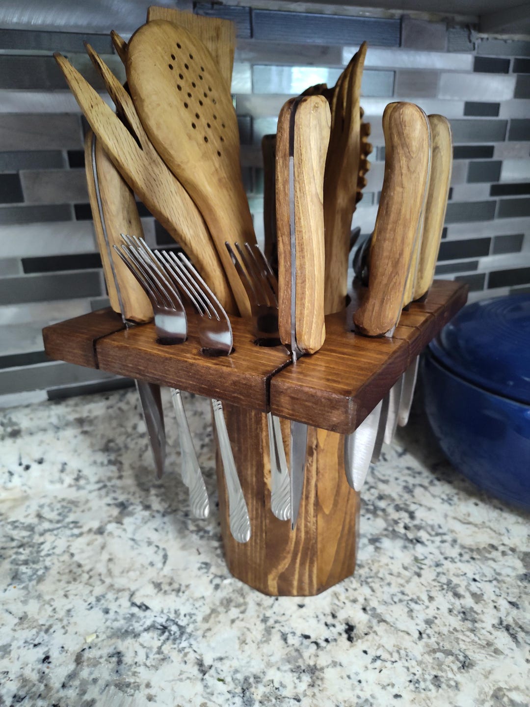 Utensil Caddy With Wooden Utensils for Cooking and Serving. - Etsy