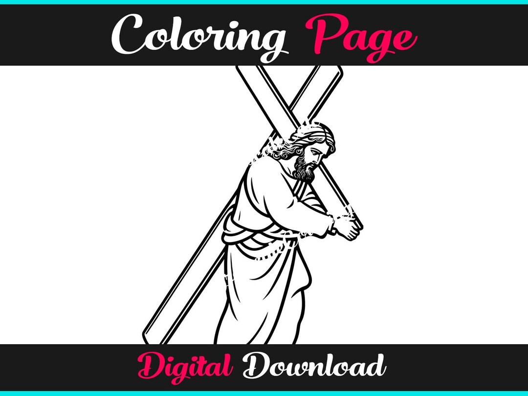 Jpg Png Easter Jesus Christ Cross Inspired Coloring Page - Etsy