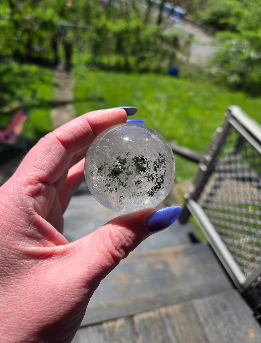 Garden Quartz Crystal Sphere, Lodolite Sphere, Reiki Infused Crystals ...