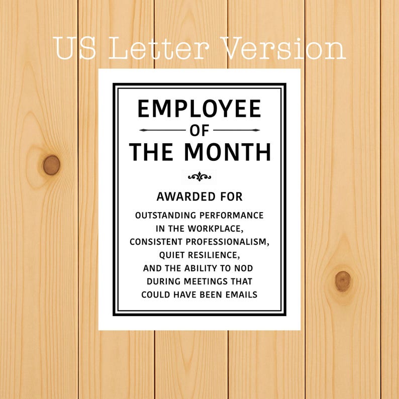 Funny Employee of the Month Certificate – Printable Office Award ...