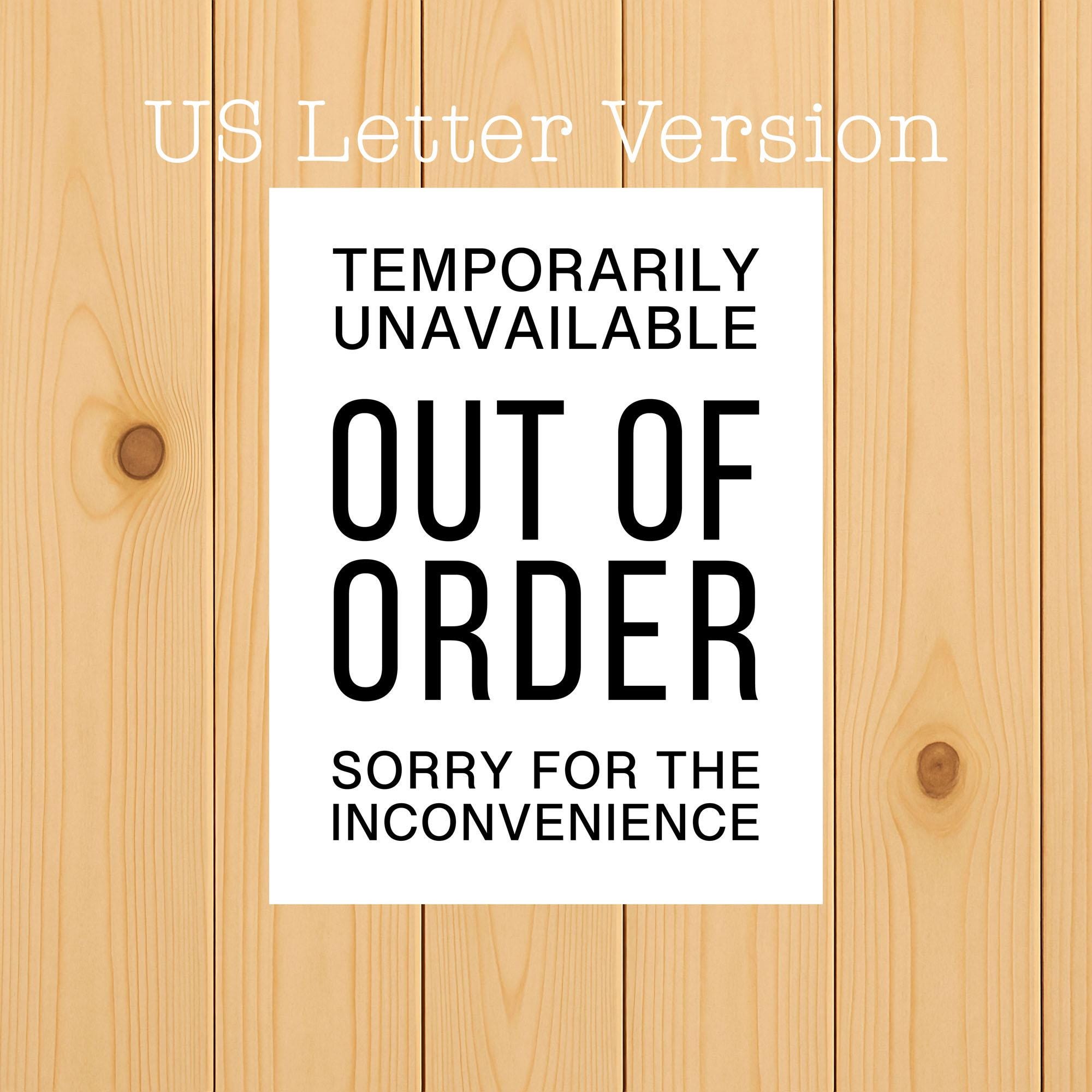 Out of Order Sign: Printable Notice for Business, Restroom (A4/US ...