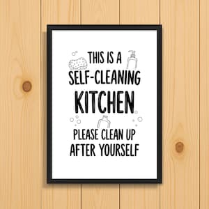 Funny Staff Kitchen Sign: Self-cleaning Reminder (A4/US Letter Digital ...