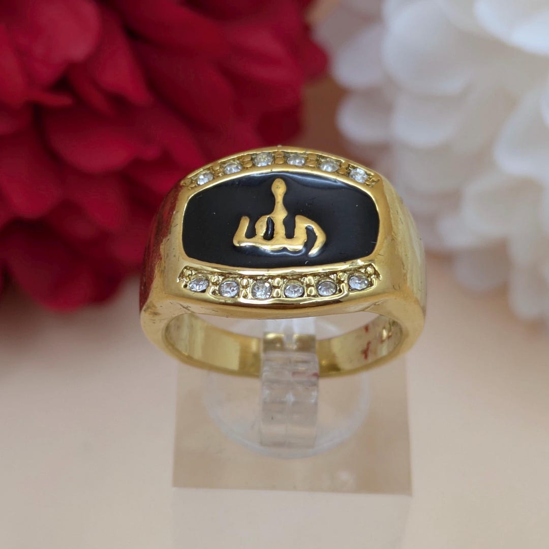 Gold Plated Allah Ring, Cubic Zirconia, Eid Gift - Etsy