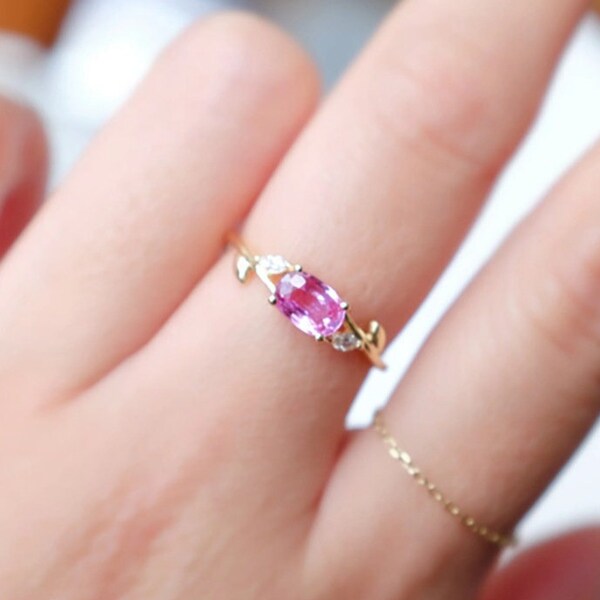 Anillo de oro rosa - Etsy España