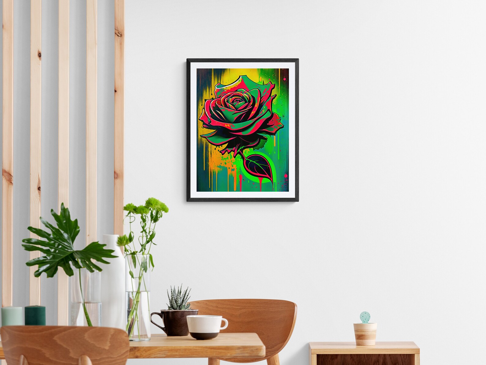 Graffiti Rose Floral Wall Art | Streetart Flower Illustration Colorful ...