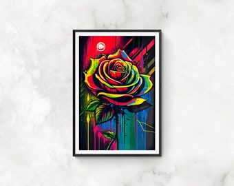 Graffiti Rose Floral Wall Art Streetart Flower Illustration Colorful ...