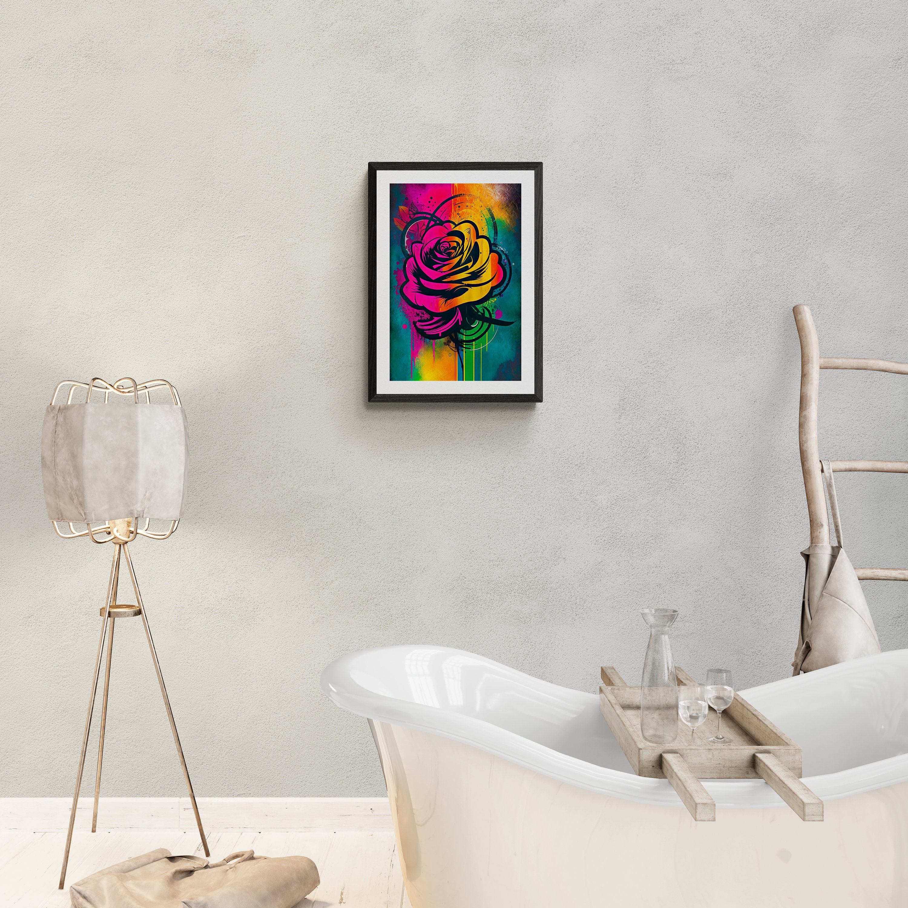 Graffiti Rose Floral Wall Art | Streetart Flower Illustration Colorful ...