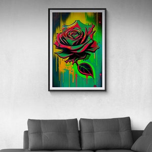 Graffiti Rose Floral Wall Art | Streetart Flower Illustration Colorful ...