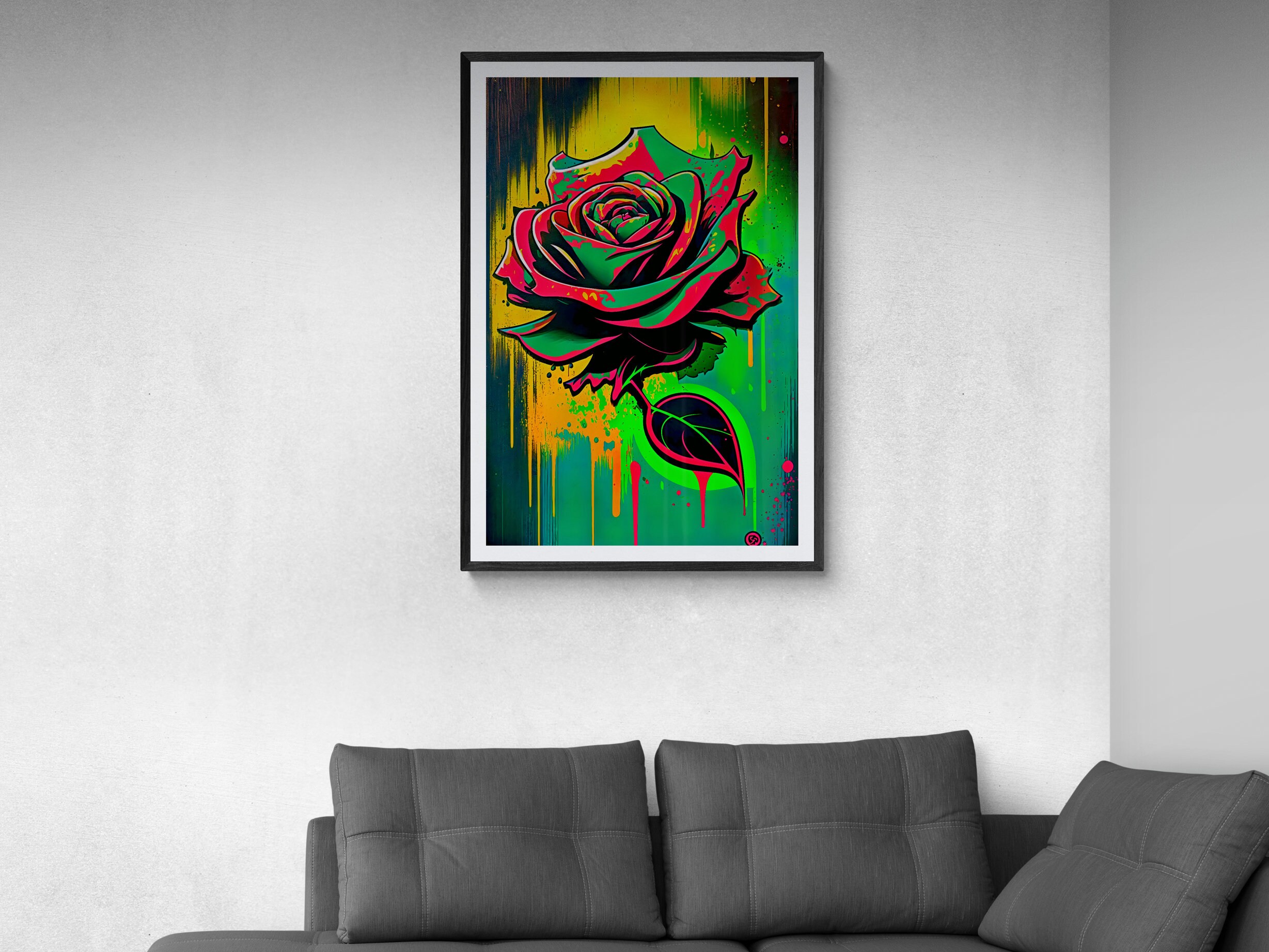 Graffiti Rose Floral Wall Art | Streetart Flower Illustration Colorful ...