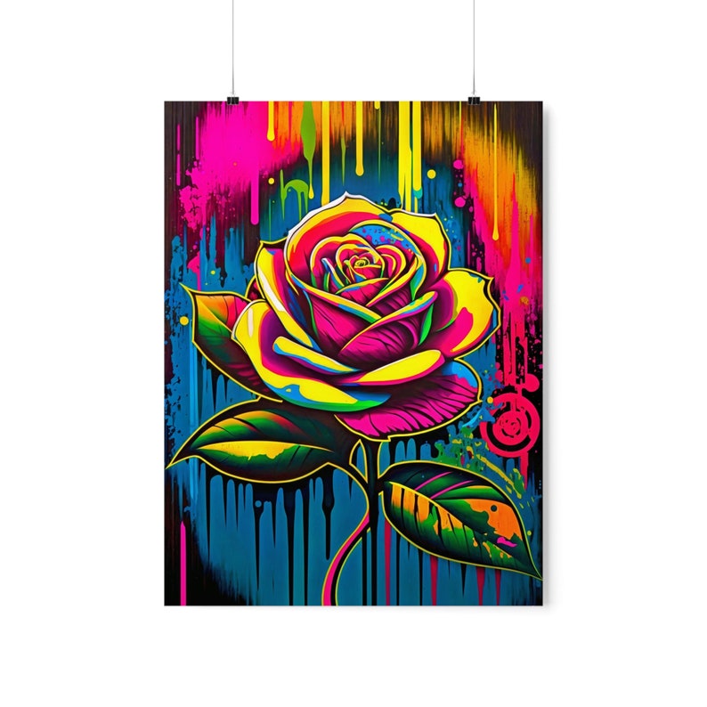 Graffiti Rose Floral Wall Art Streetart Flower Illustration - Etsy