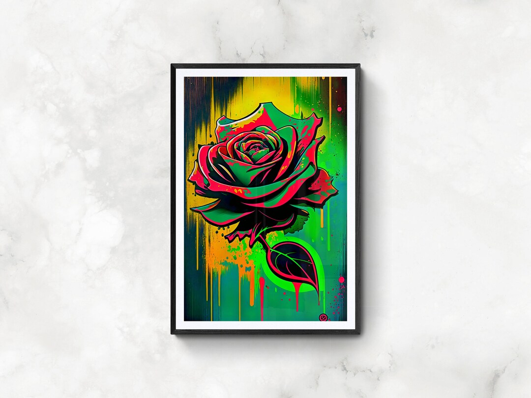 Graffiti Rose Floral Wall Art | Streetart Flower Illustration Colorful ...