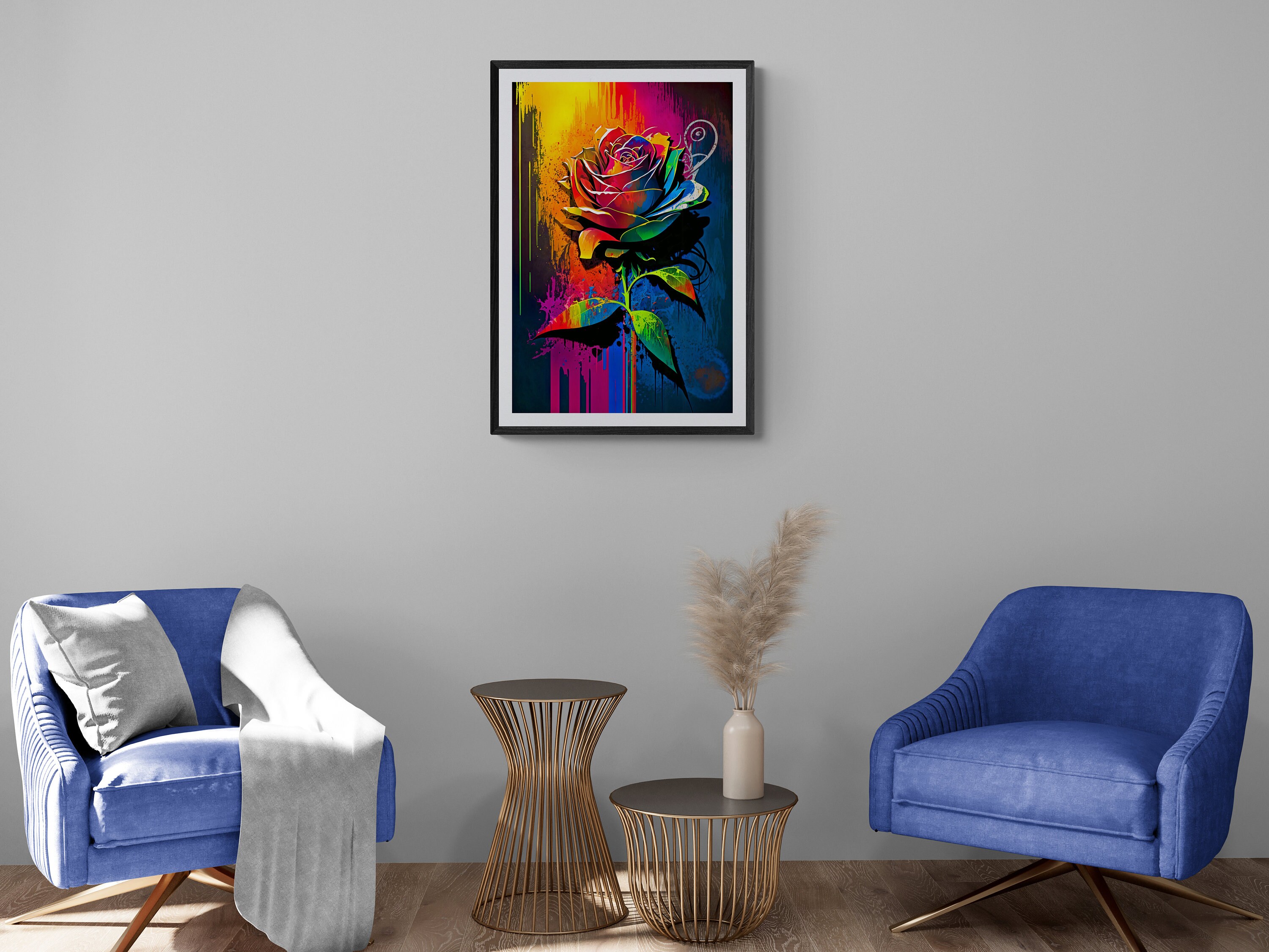 Graffiti Rose Floral Wall Art | Streetart Flower Illustration Colorful ...