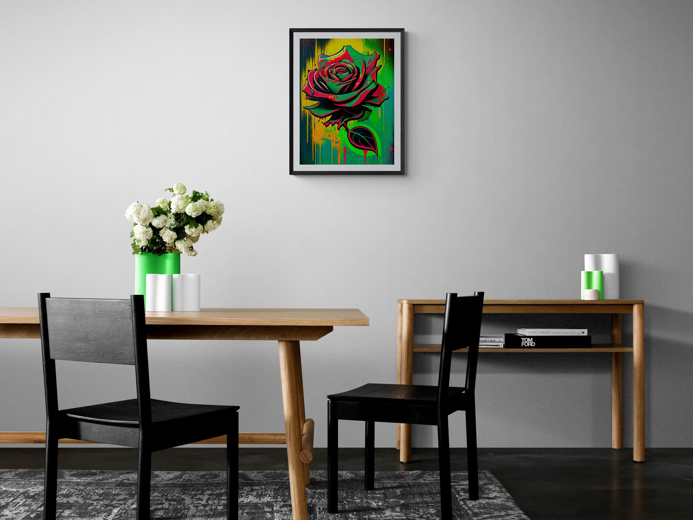 Graffiti Rose Floral Wall Art | Streetart Flower Illustration Colorful ...