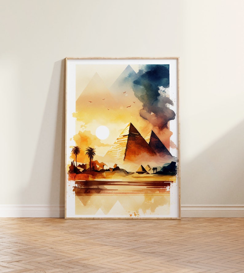 Egypt Poster Pyramids of Giza Poster Watercolor Egypt - Etsy