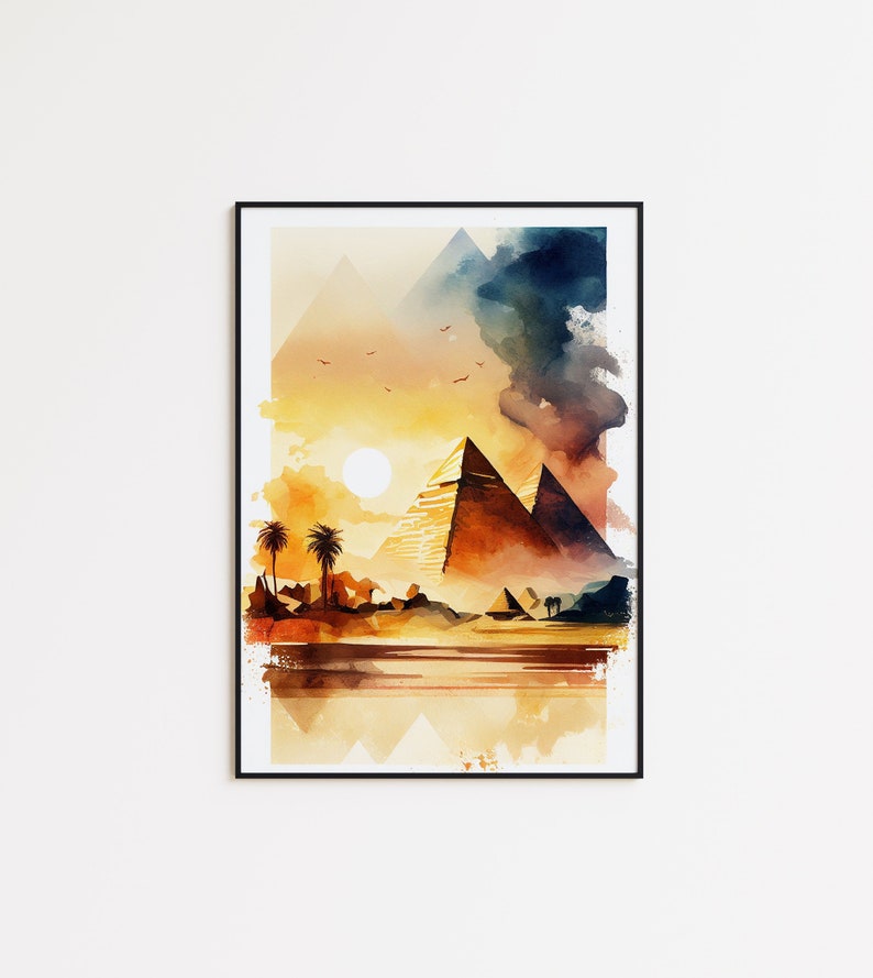 Egypt Poster Pyramids of Giza Poster Watercolor Egypt - Etsy