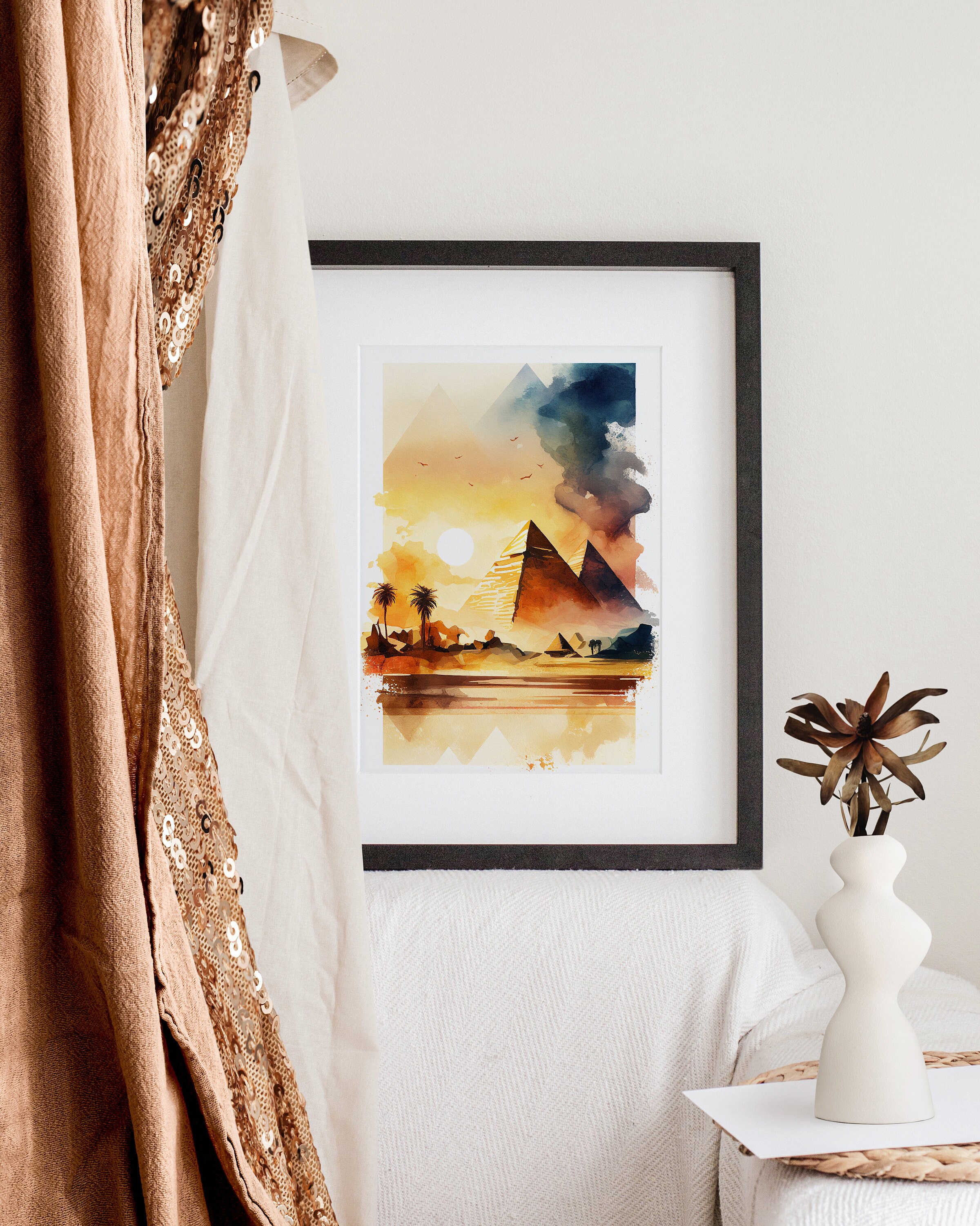 Egypt Poster Pyramids of Giza Poster Watercolor Egypt - Etsy