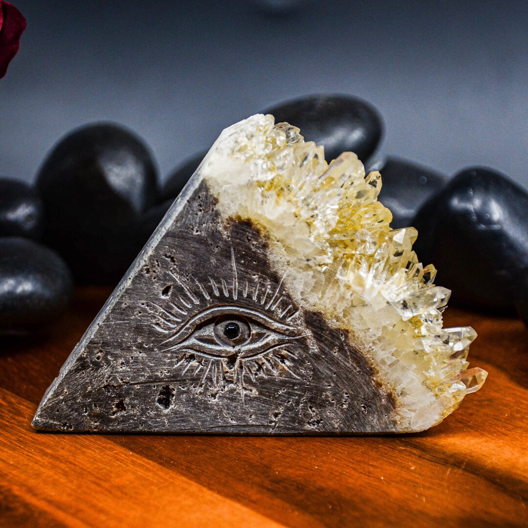 Large Evil Eye Triangle With Yellow Crystals - Etsy