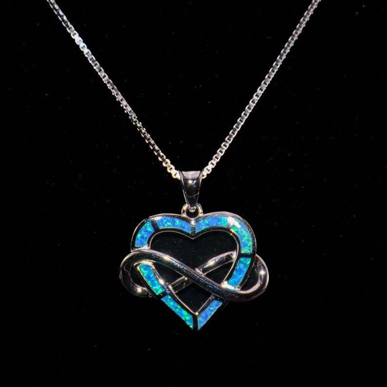 Opal Infinity Heart Necklace - Etsy