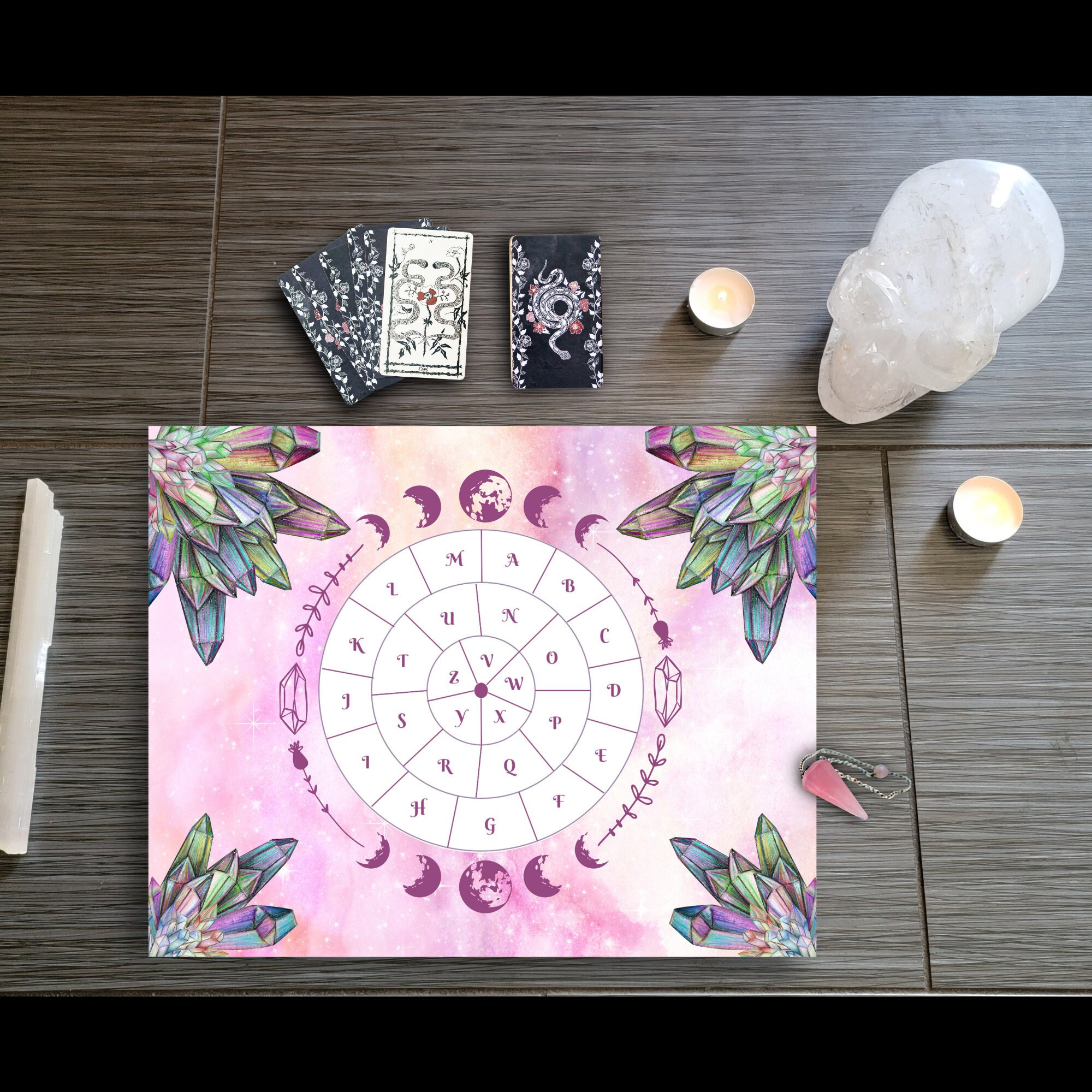 Pastel Goth Witch's Wheel Small Altar Cloth, Crystal Witch, Sigil Wheel ...